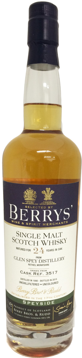 Berrys' Glen Spey 24 Year Old Single Malt Scotch 1990 750ml - The ...